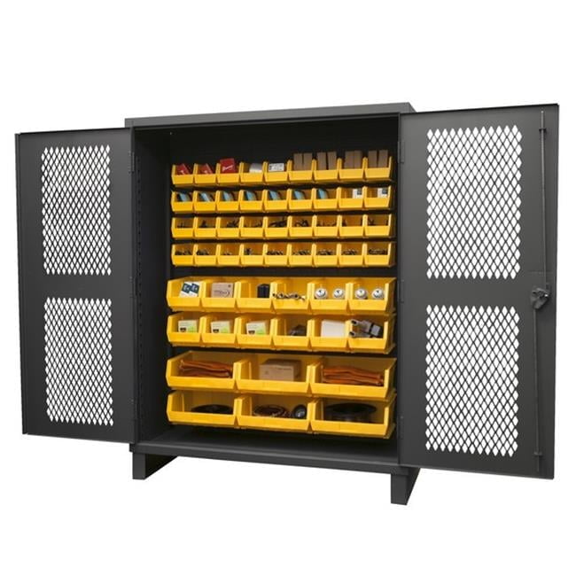 12 Gauge Recessed Door Style Lockable Ventilated Cabinet with 54 Yellow ...