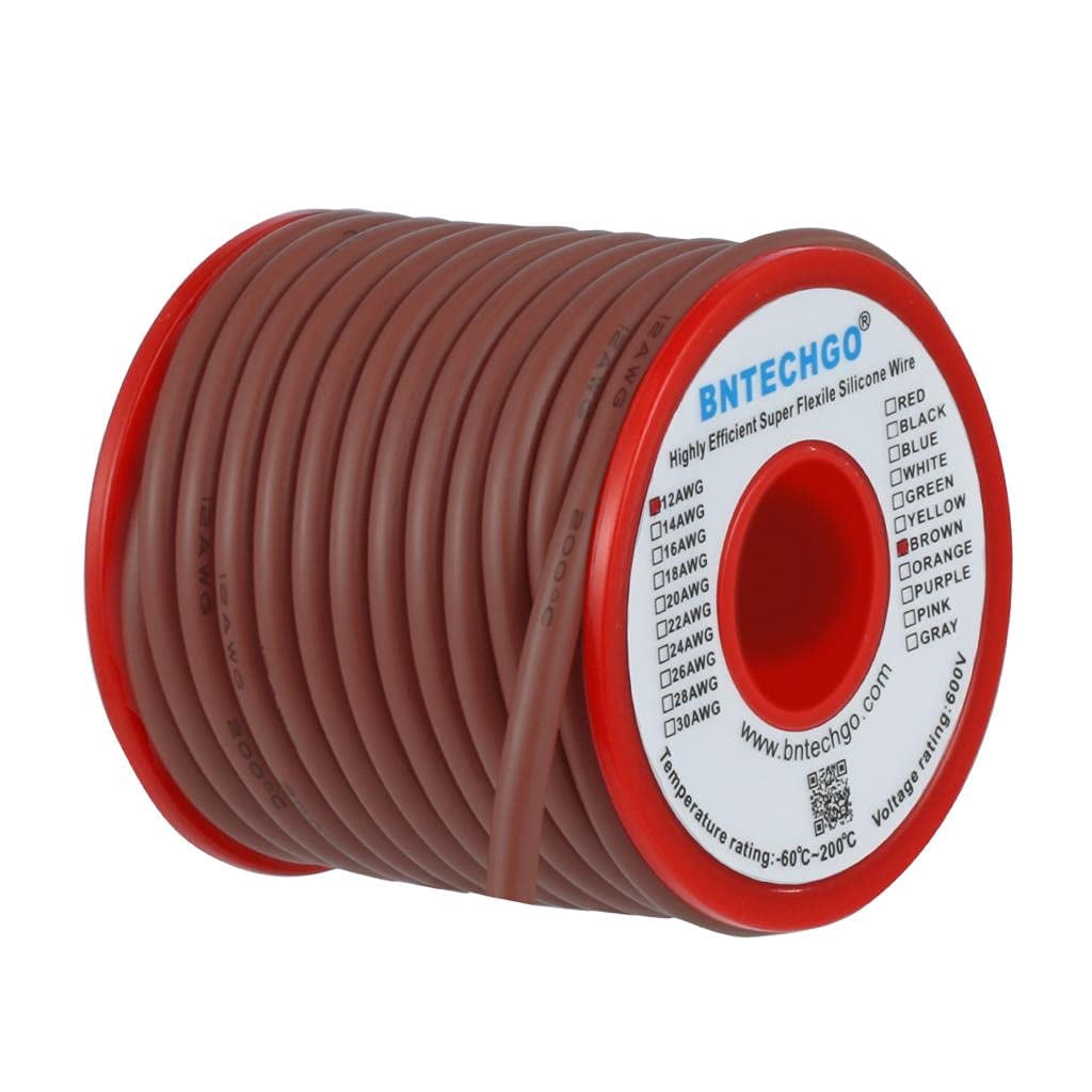 12 Gauge Silicone Wire Spool 25 ft Brown Flexible 12 AWG Stranded ...