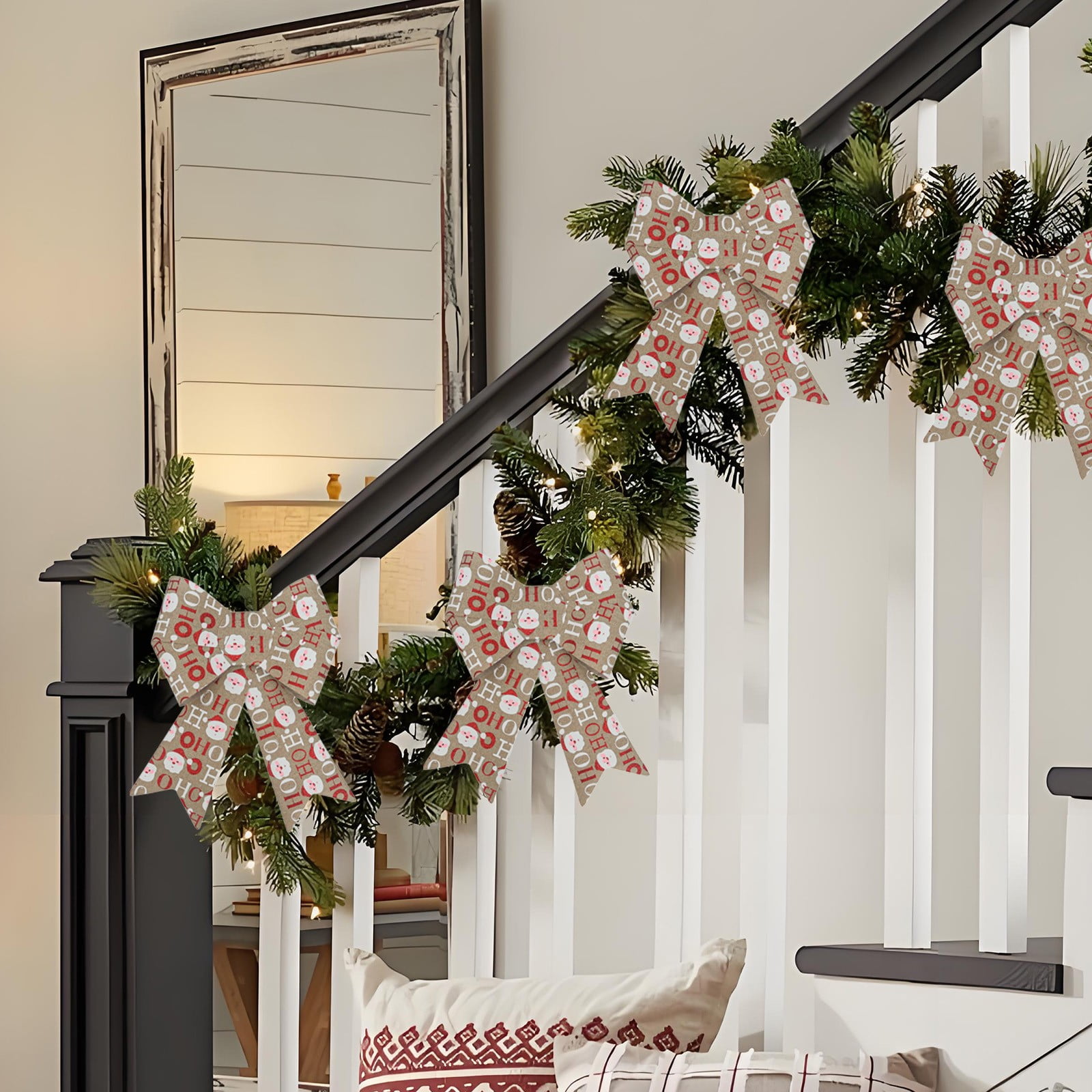 12" Giant Christmas Bow Decorations - Velvet PVC Holiday Bows for Tree ...