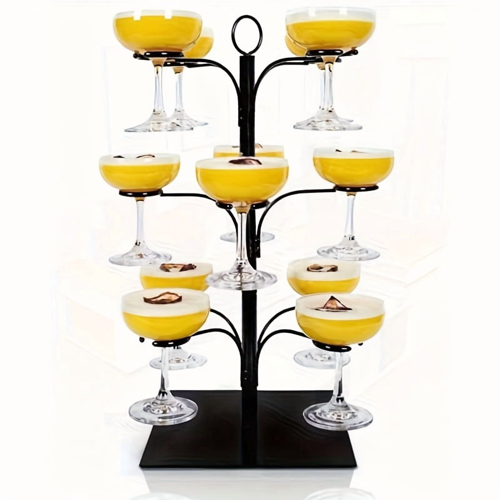 12-Glass Heavy-Duty Metal Cocktail Tree Stand with Sturdy Base - 9-Inch ...