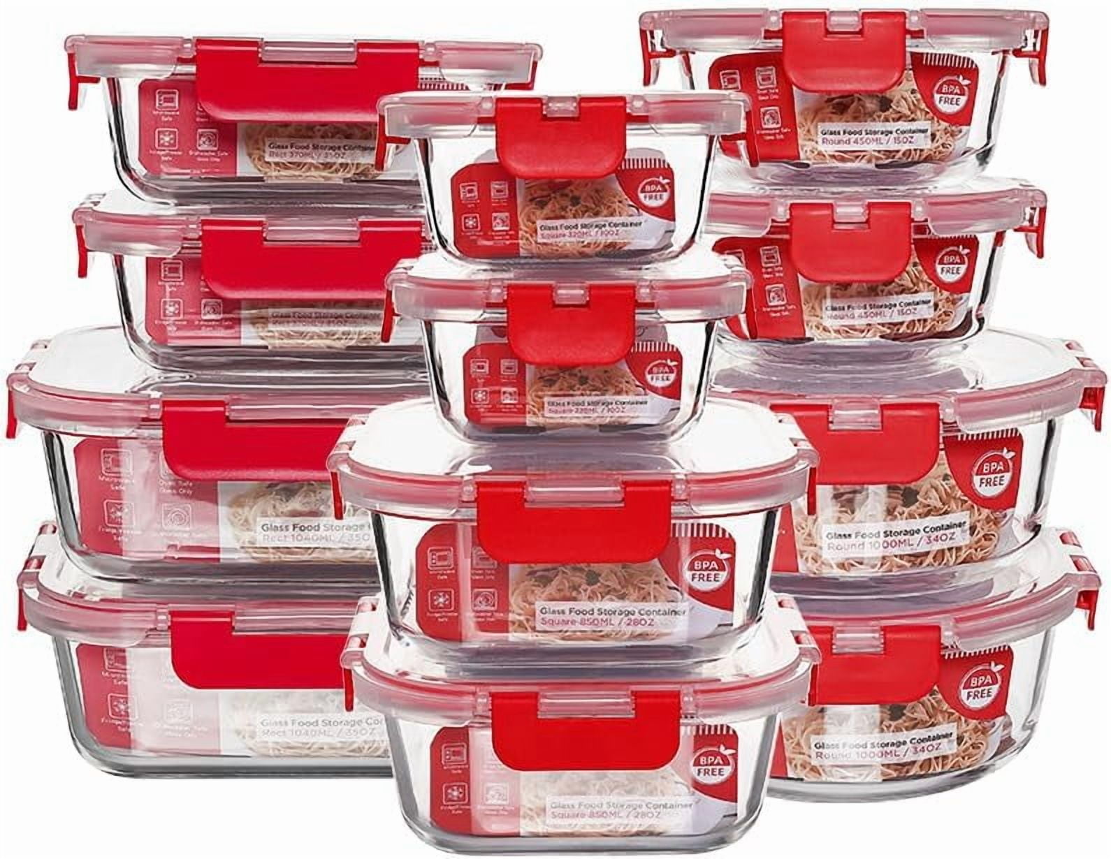 12 Glass Storage Containers Transparent, Stackable Design Meal Prep ...