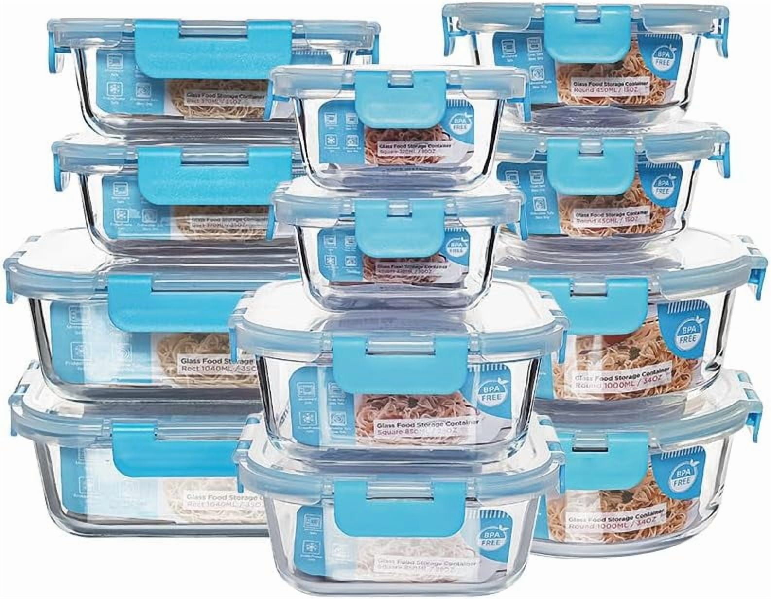 12 Glass Storage Containers Transparent, Stackable Design Meal Prep ...