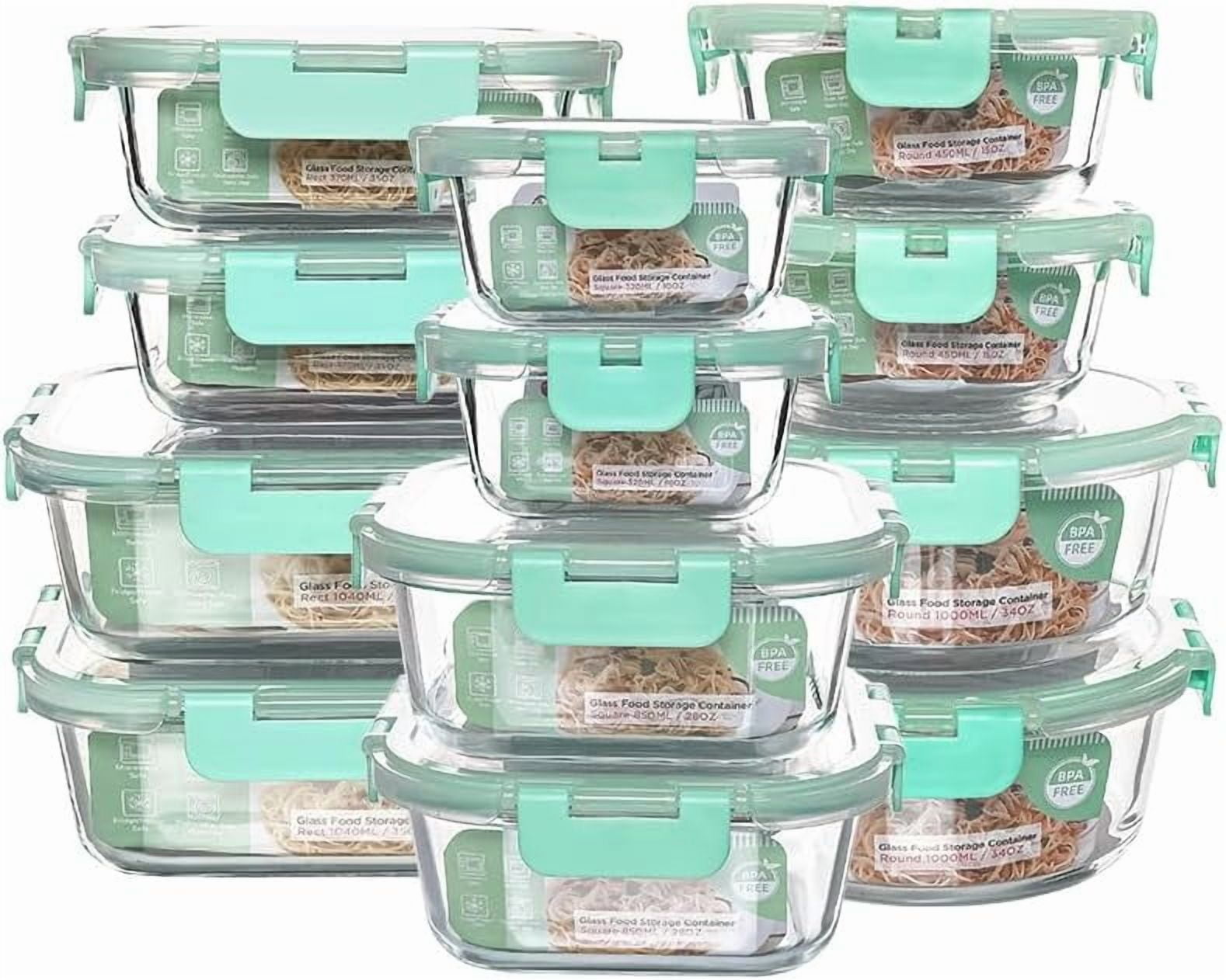 12 Glass Storage Containers Transparent, Stackable Design Meal Prep ...