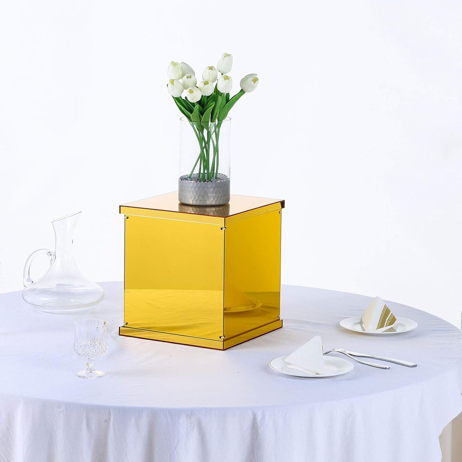 12" Gold Mirror Finish Acrylic Pedestal Risers, Display Boxes - Walmart.com