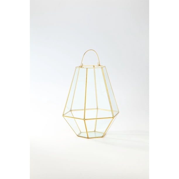 12" Gold Terrarium Hanging Glass Planter - Walmart Business Supplies