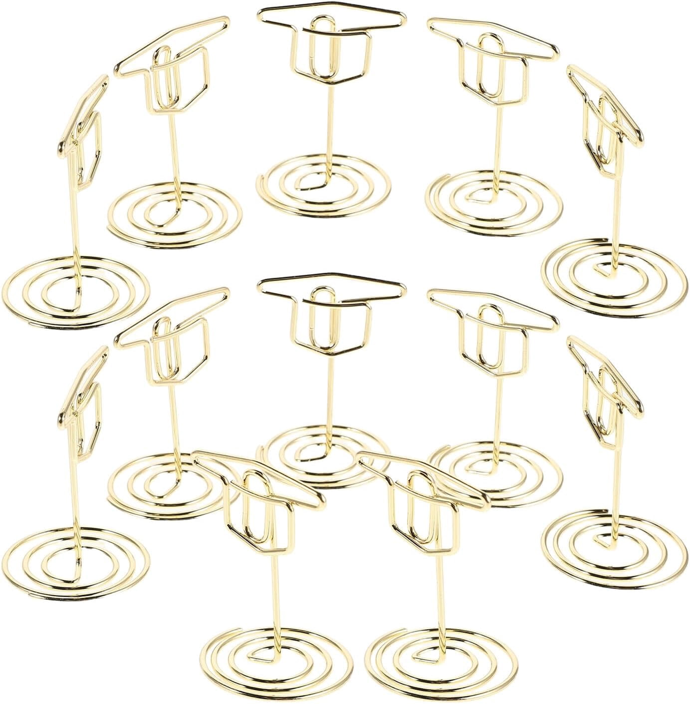 12 Gold Wire Grad Cap Place Card Holders, Table Number Clips for ...