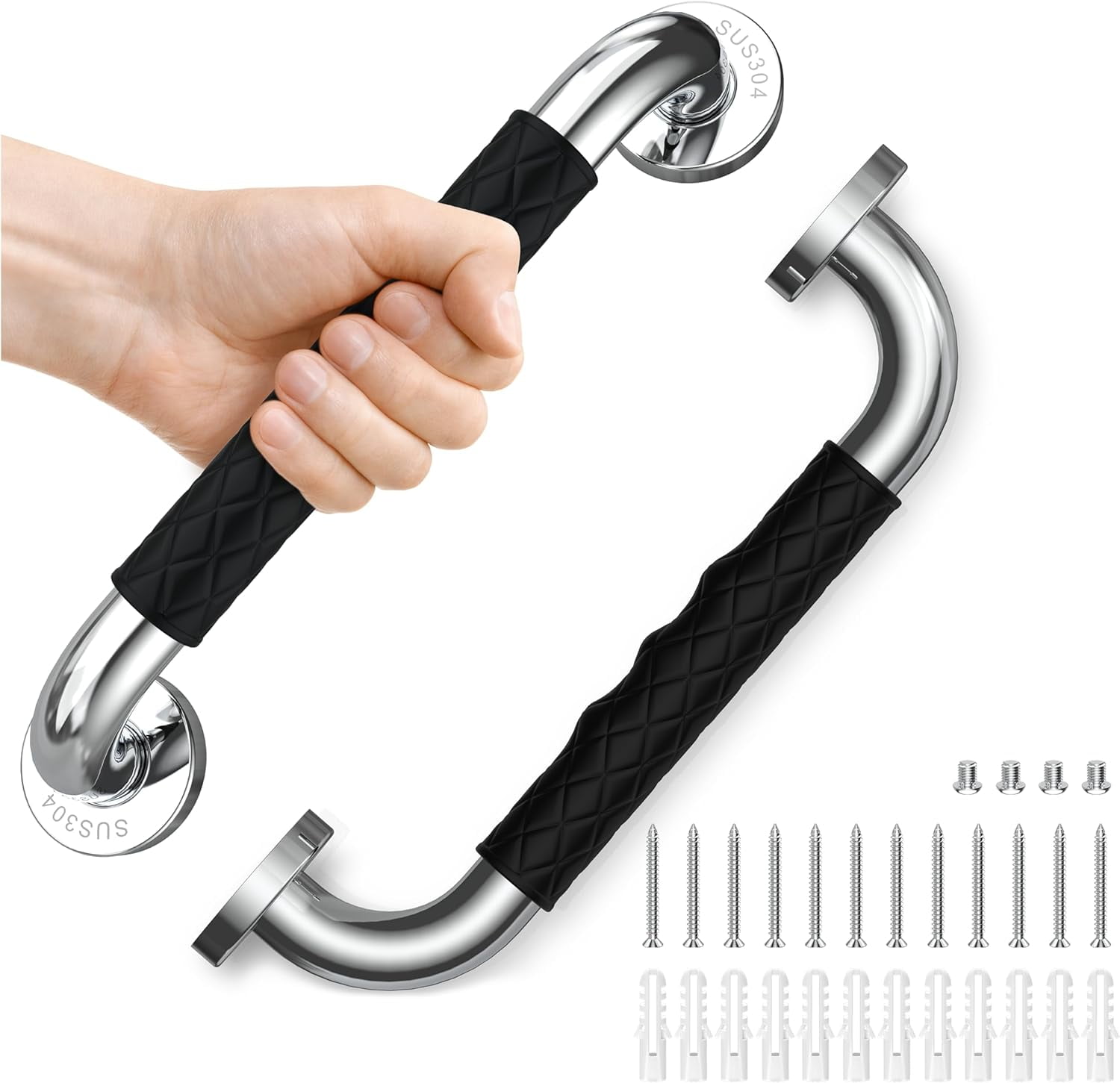 "ENTESI 12"" Safety Grab Bars for Shower, Anti-Slip Handles for Elderly ...