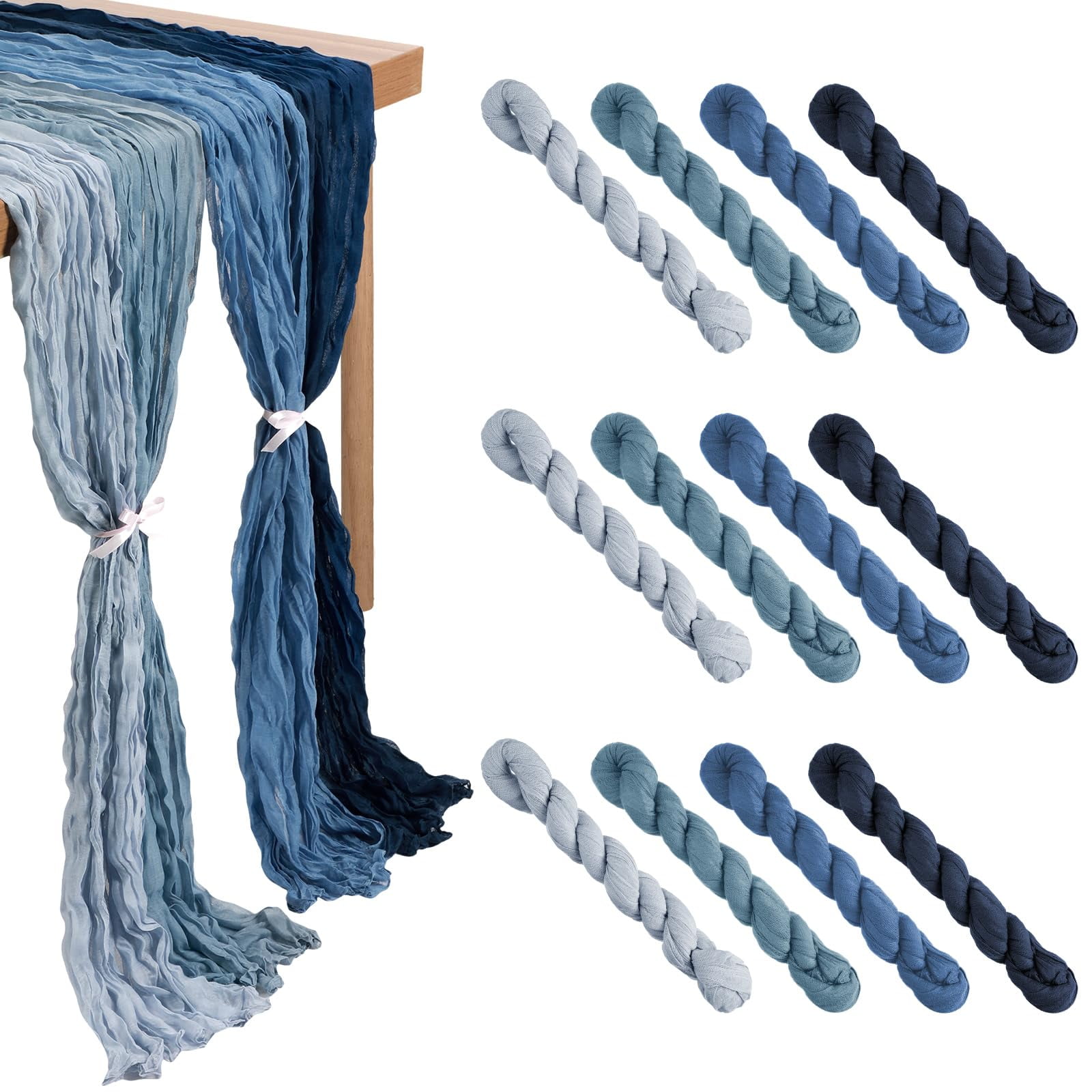 12 Gradient Blue Cheesecloth Gauze Table Runners Boho Wedding Decor ...