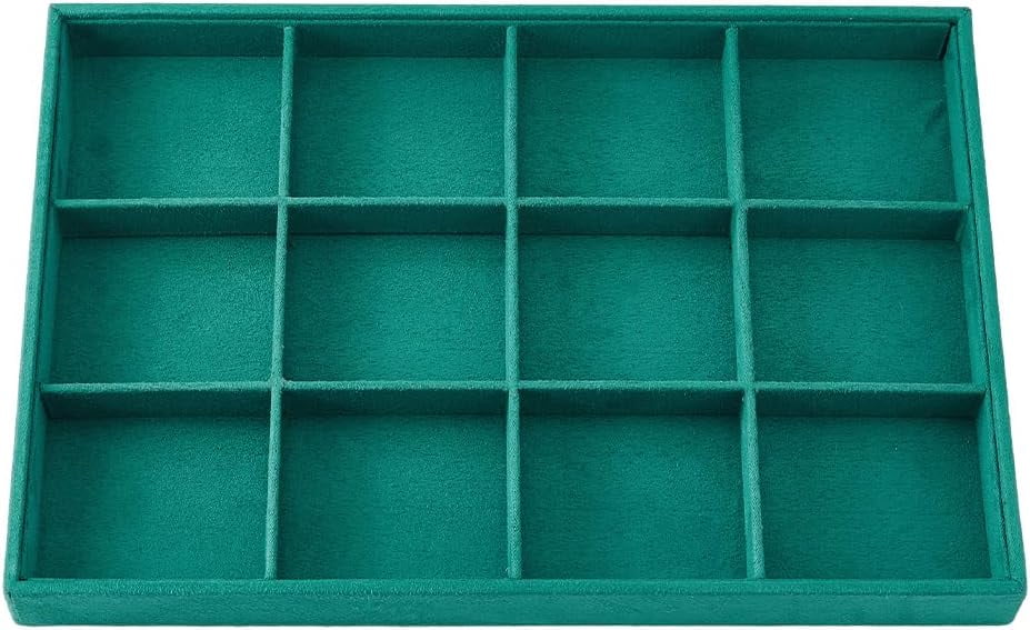 12 Grid Jewelry Tray Velvet Stackable Jewelry Trays Green Rectangular ...