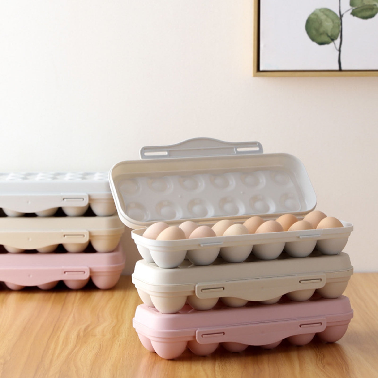 12-Grid Reusable Plastic Egg Carton with Lid, Stackable Fridge Egg ...