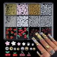 12 Grids Butterfly Strawberry Heart Nails Art Decorations Pet Material ...