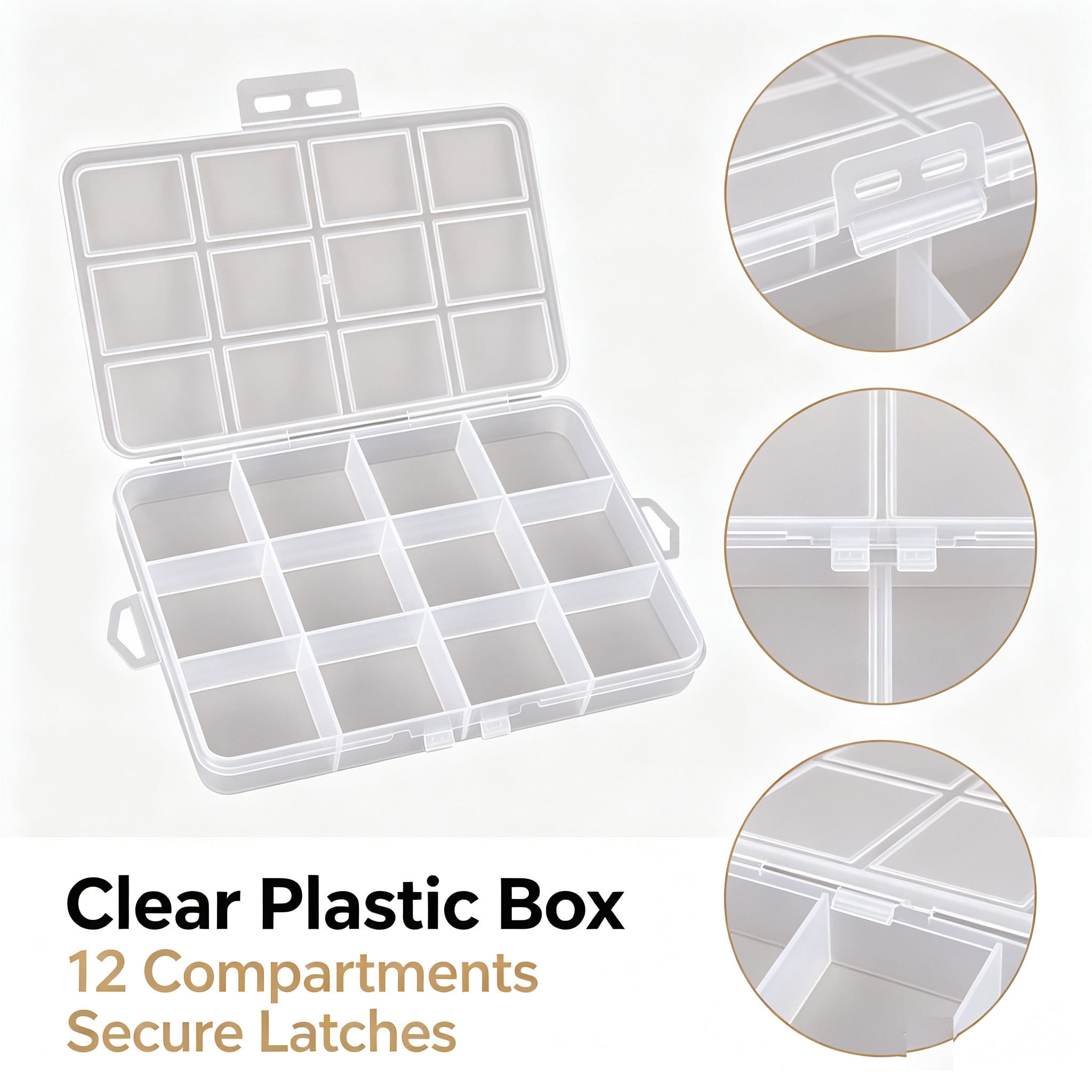 12 Grids Clear Plastic Organizer Box, Transparent Storage Container ...
