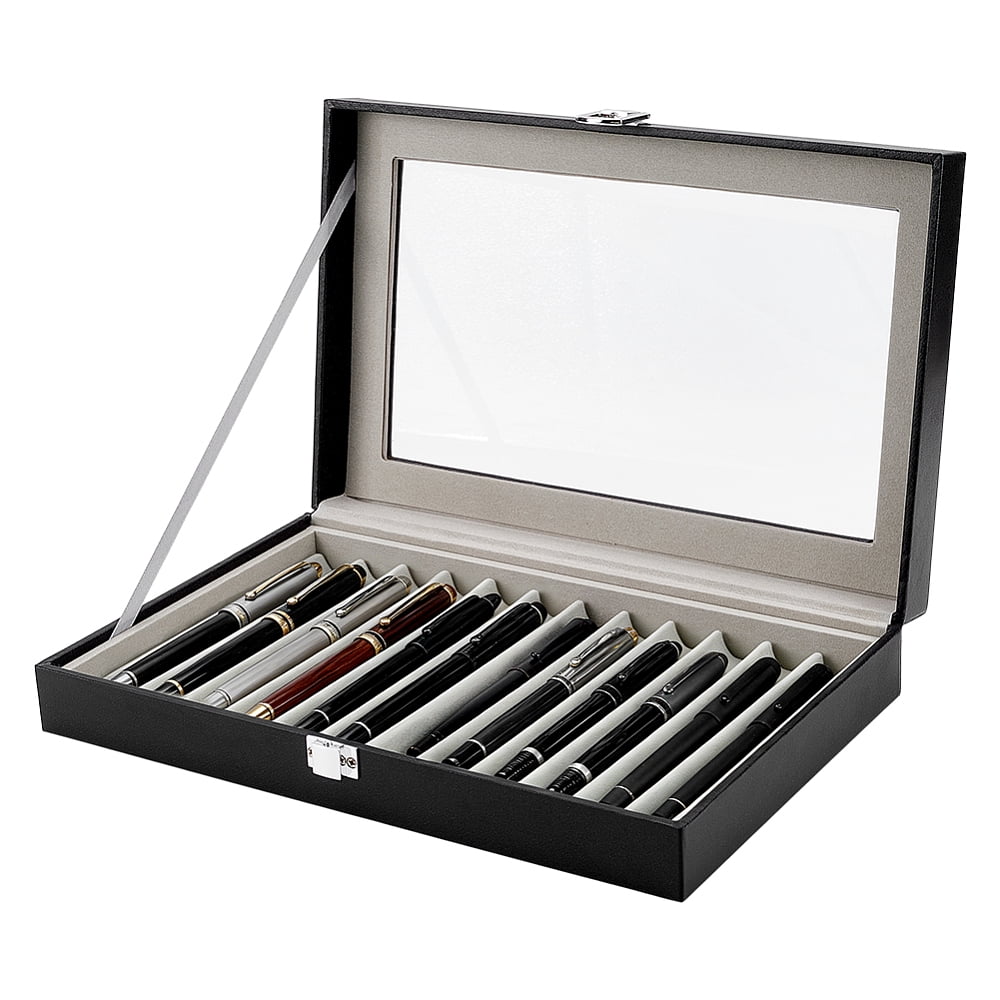 12 Grids Rectangle PU Leather Dustproof Pen Presentation Boxes with ...
