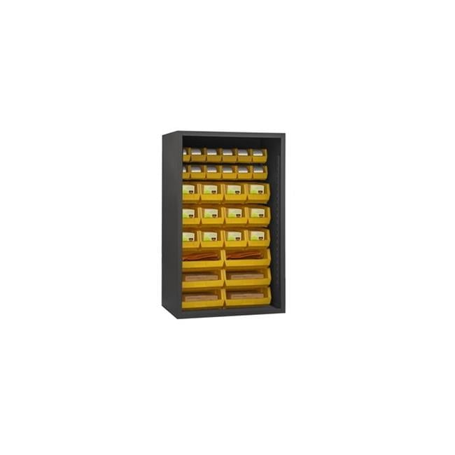 12 Guage Enclosed Shelving with 30 Yellow Hook on Bins - Gray - 36 x 24 ...