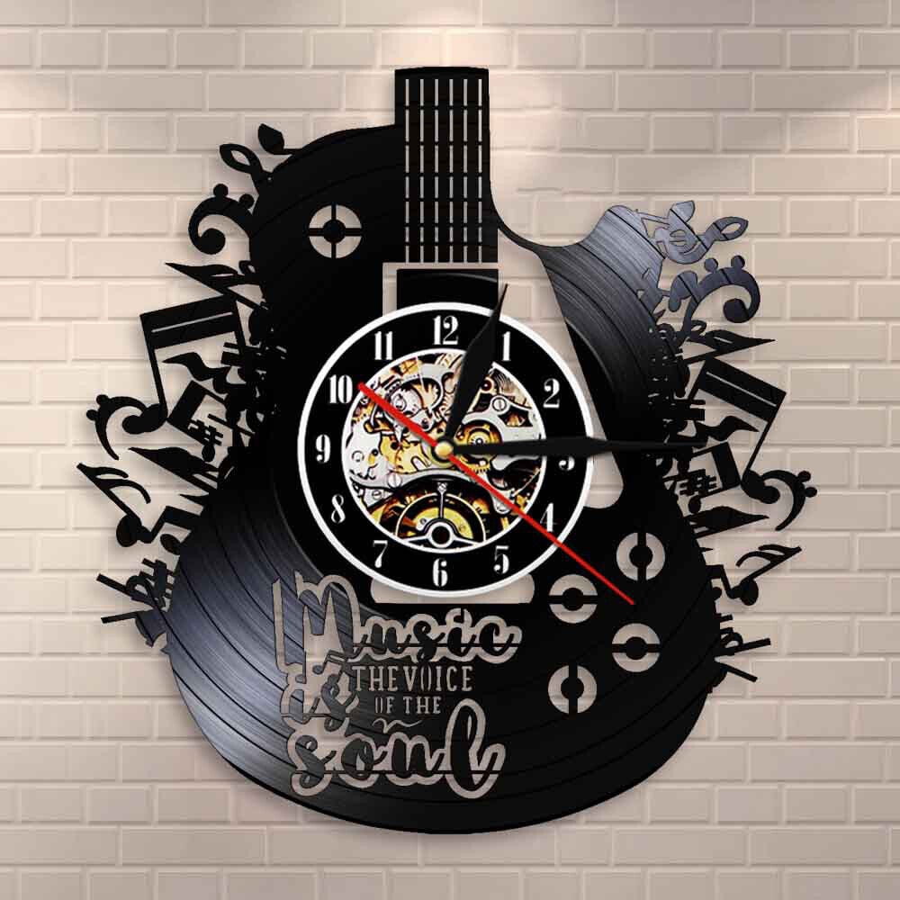 12" Guitar Vinyl Record Wall Clock W/ LED Light Wall Clock Home Art ...