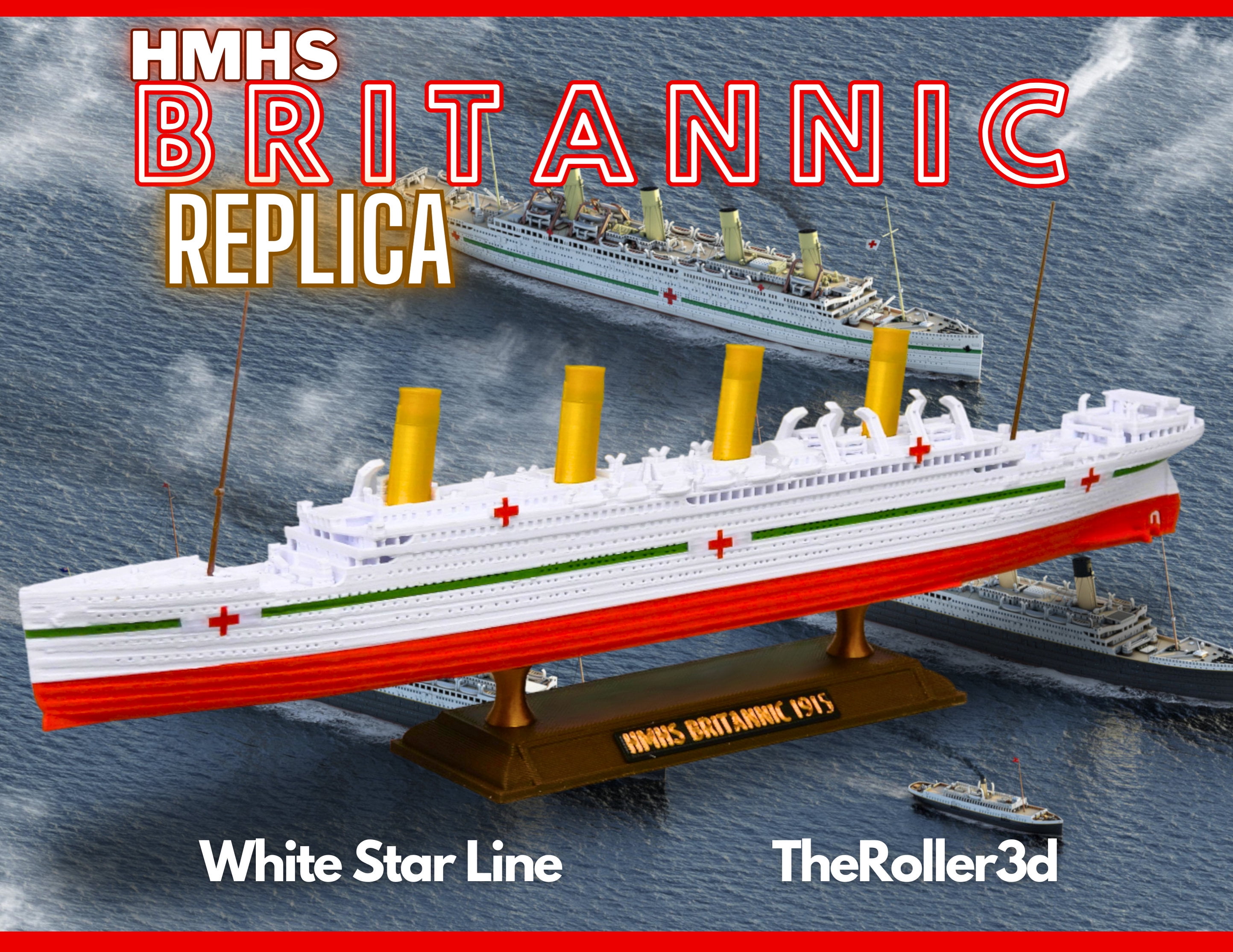 12" HMHS Britannic Model with Sea Mines and Stand 2019 Design by ...