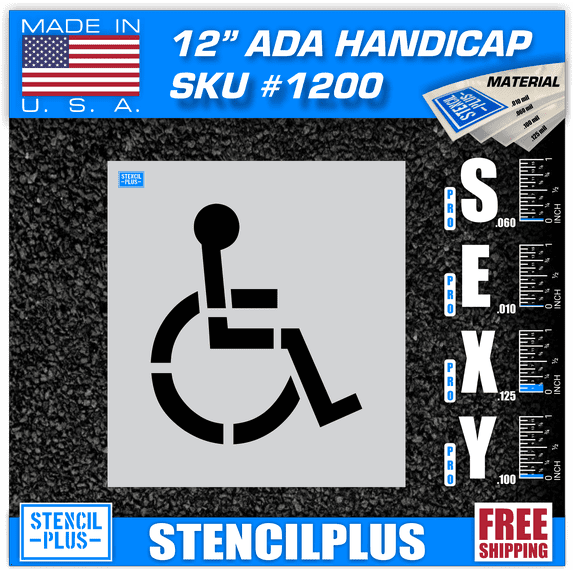 12” Handicap Stencil Parking Lot Pavement Marking Stencil Thickness ...