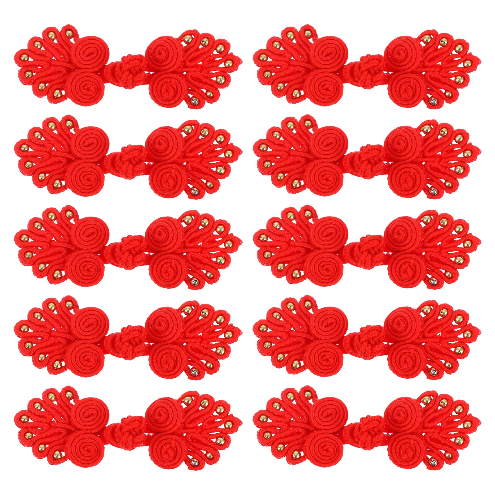 12 Handmade Chinese Knot Buttons for DIY Use Red Fabric Traditional ...