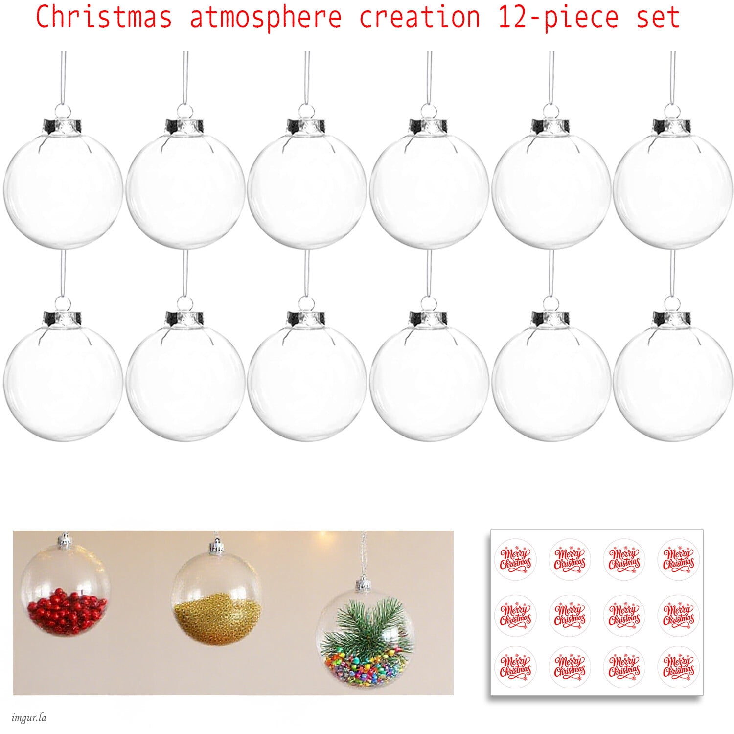 12 Hanging 3.15-inch Clear Plastic Fillable Decorative Balls, Perfect ...