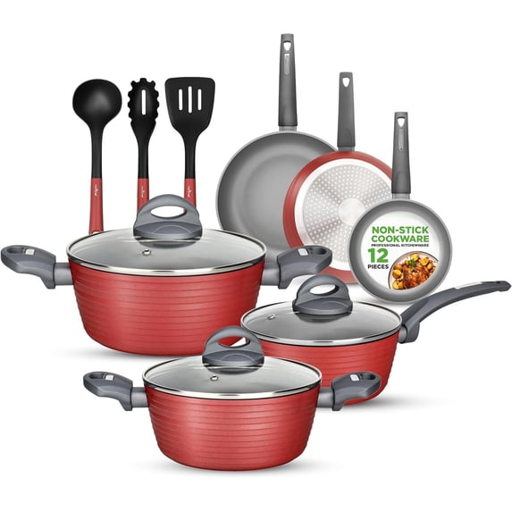 12- Hard Anodized Nonstick Cookware Set - Induction Ready Pots & Pans ...