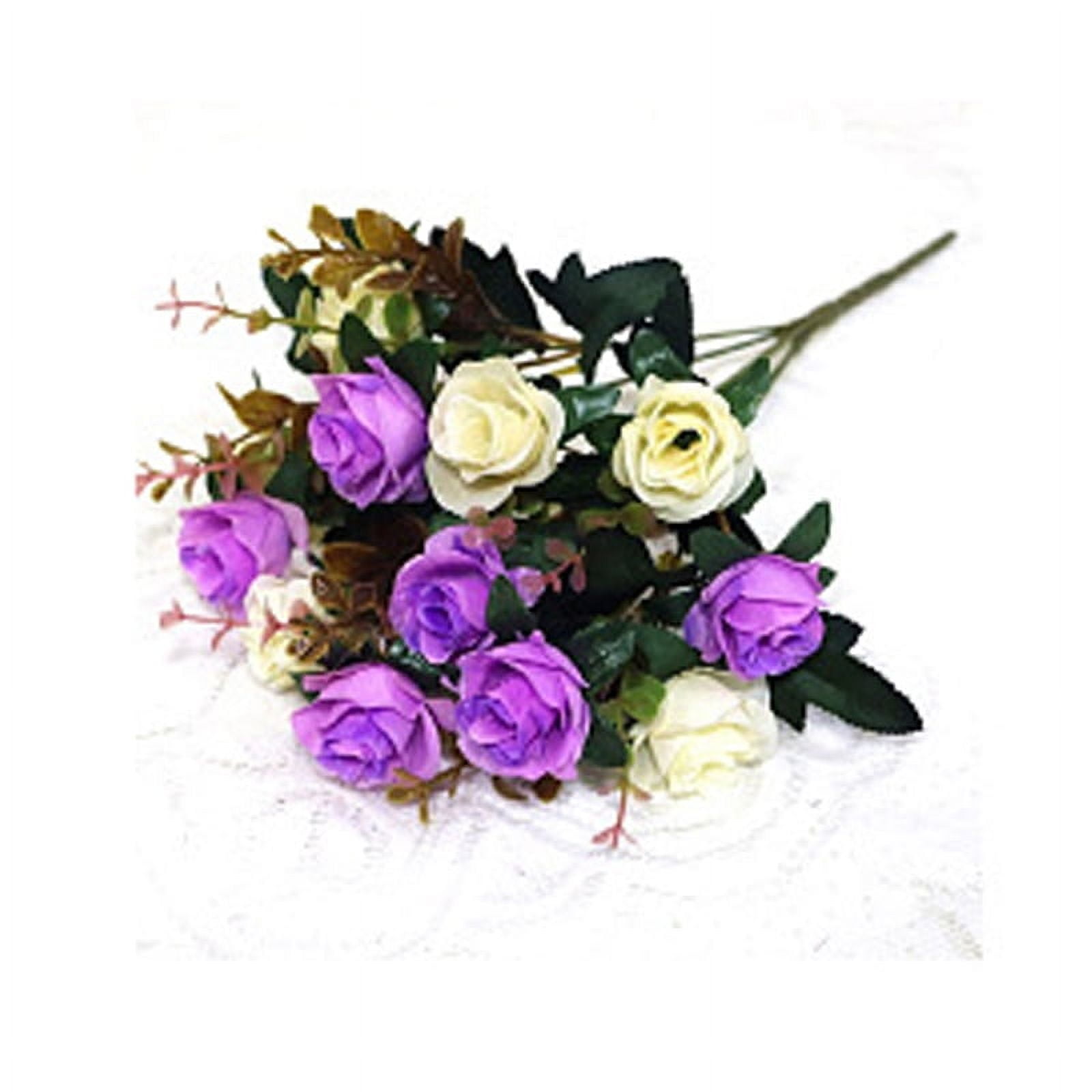 12 Heads Rose Artificial Flowers Fake Two color Flowers with Stems Faux ...