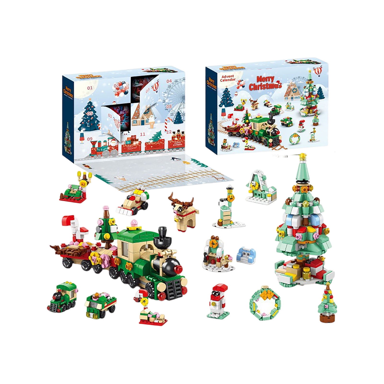 12 Hole Christmas Countdown Calendar Building Block Toy Gift Set With ...