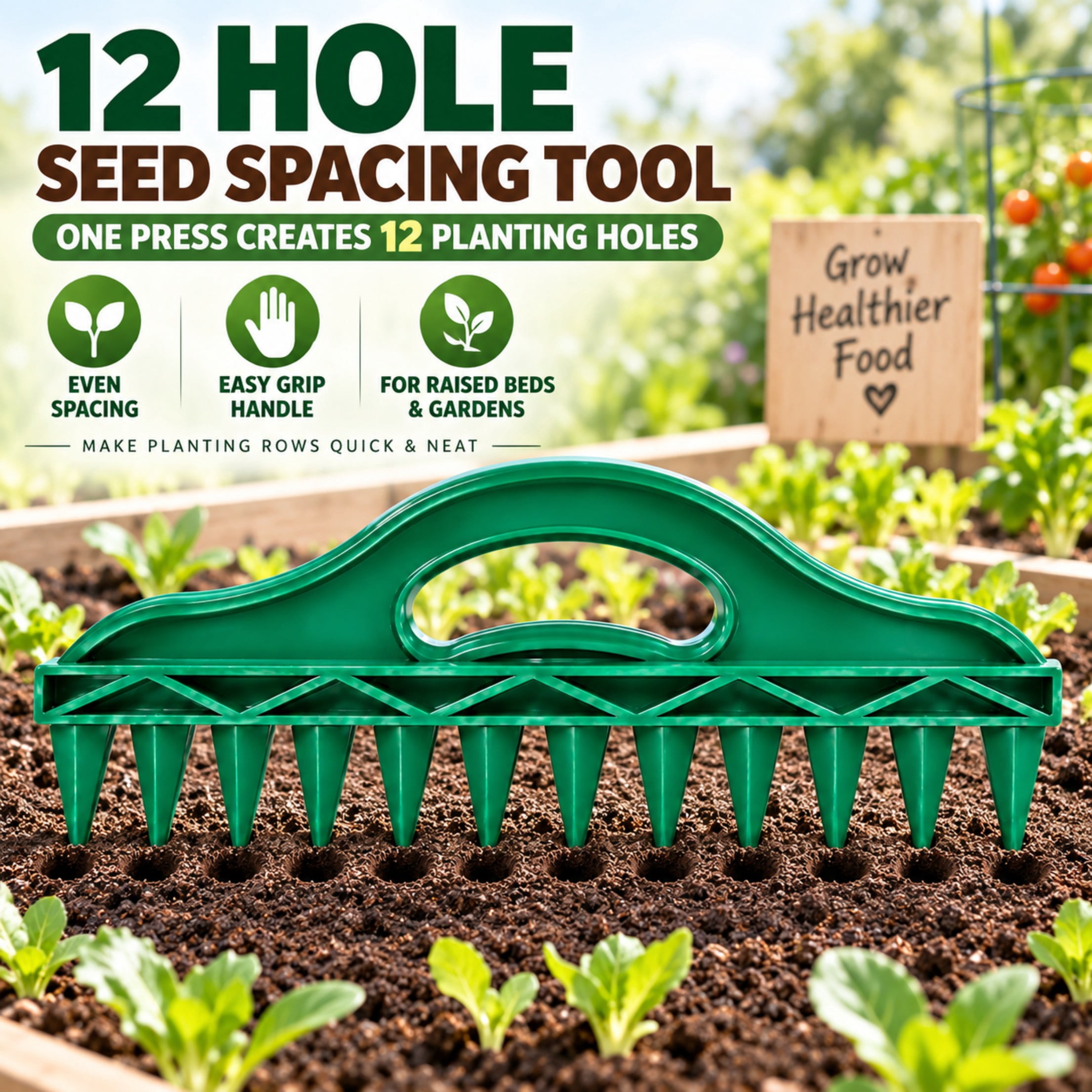 12 Hole Garden Seed Spacing Tool Seed Planter Tool Seed Dibber Garden ...
