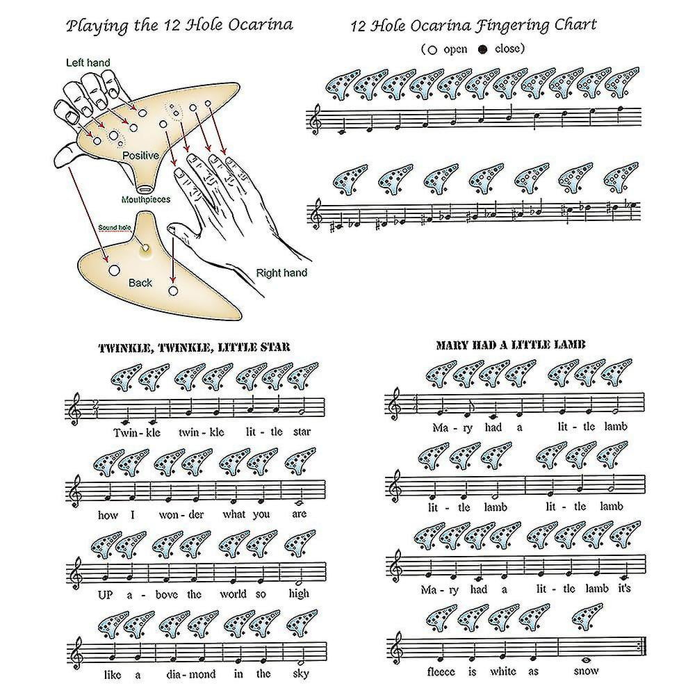 12 Hole Porcelain Ocarina Alto C Starry Style Instrument With Lanyard ...