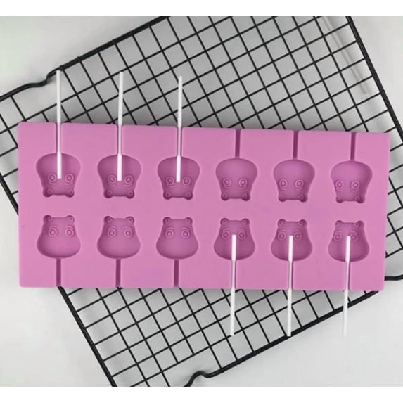12 Holes 3D Silicone Lollipop Mold Chocolate Fondant Mould With 12 Pcs ...