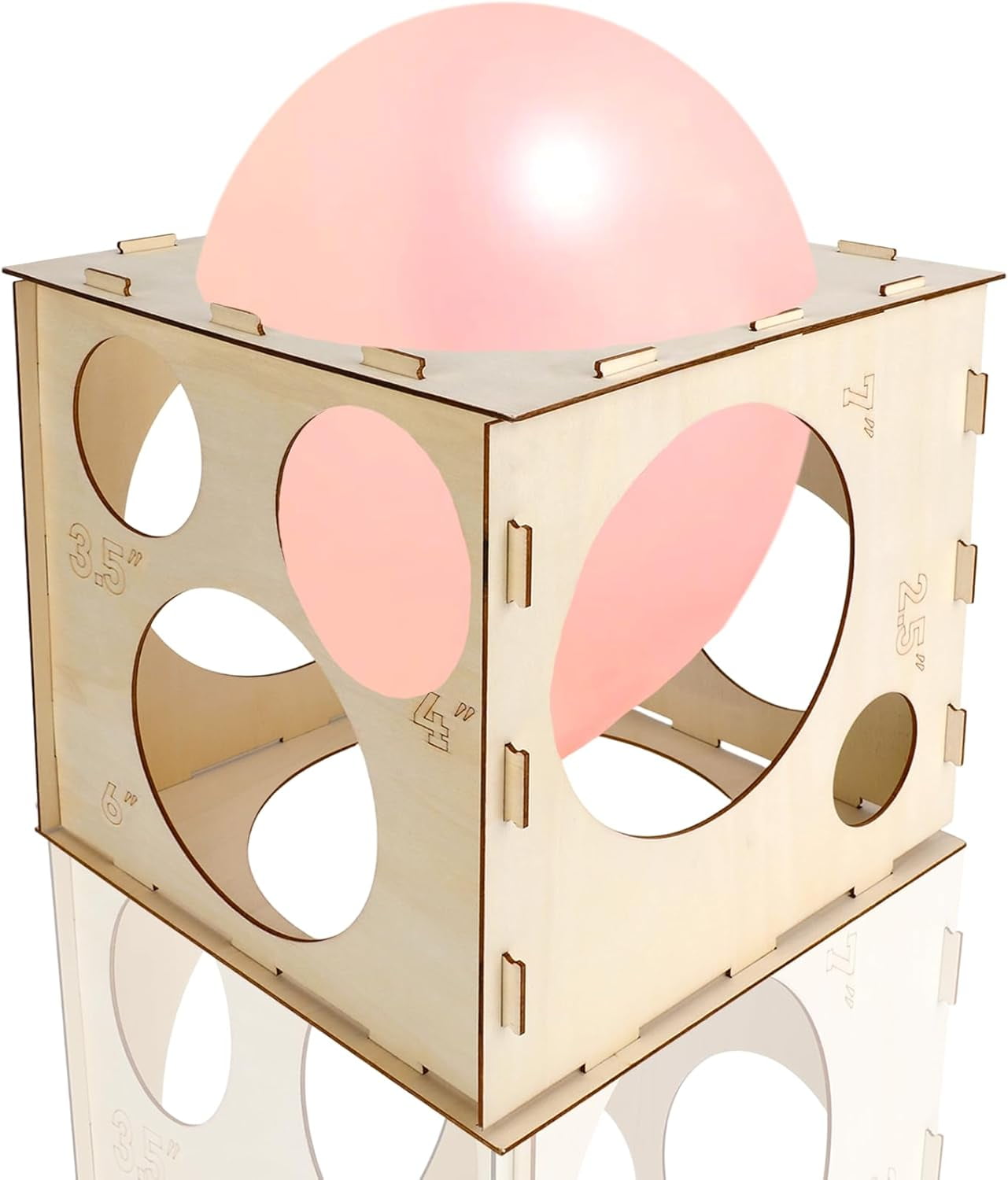 12 Holes Balloon Sizer Cube, Collapsible Wooden Balloon Measure Box ...