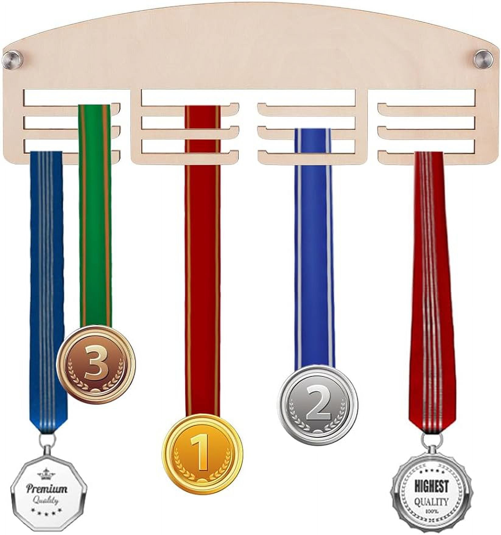 12 Hooks Wood Medal Holder 11.8Inch/30cm Medal Hanger Display Rack ...
