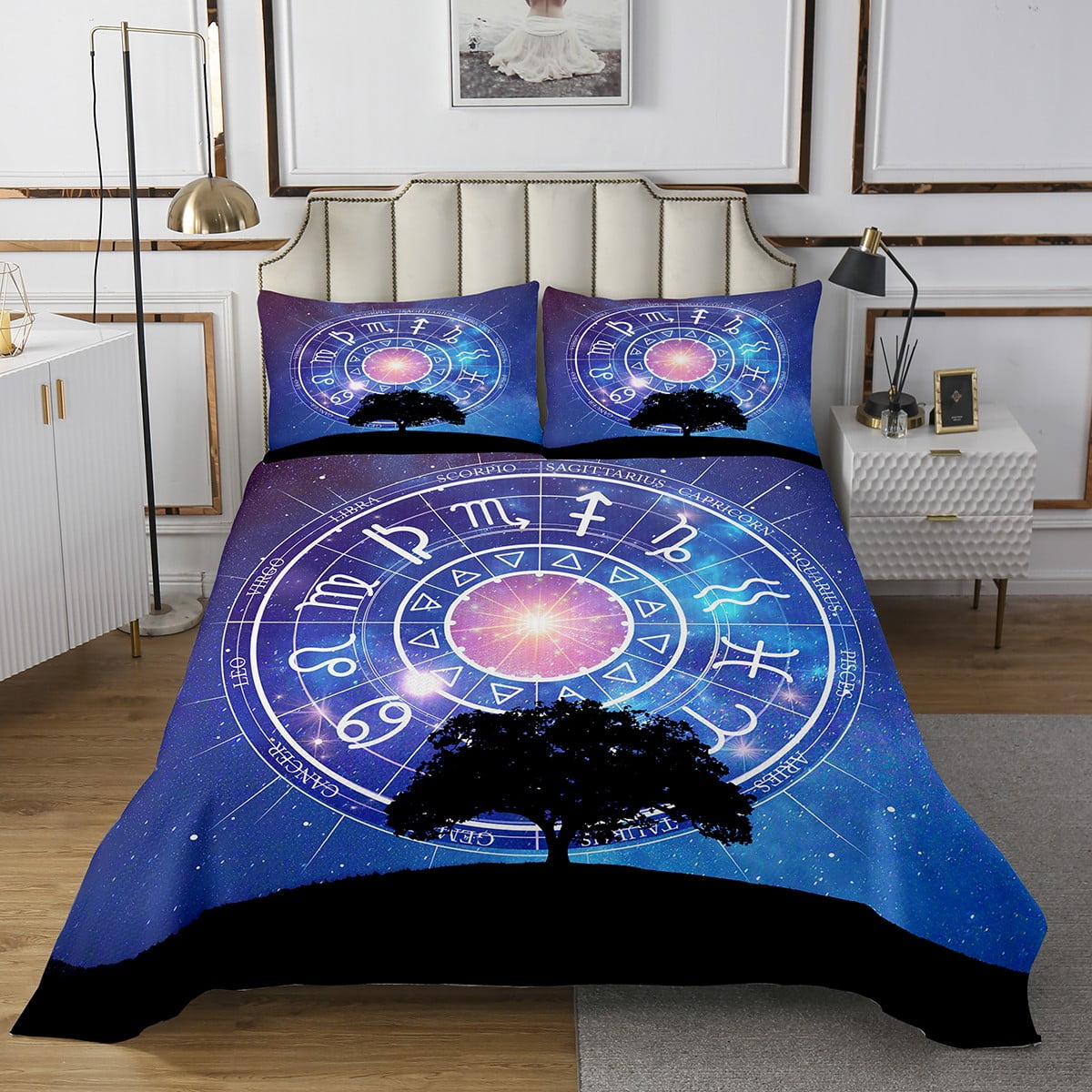 12 Horoscope Astrology Quilt Set Twin Size Constellation Theme ...