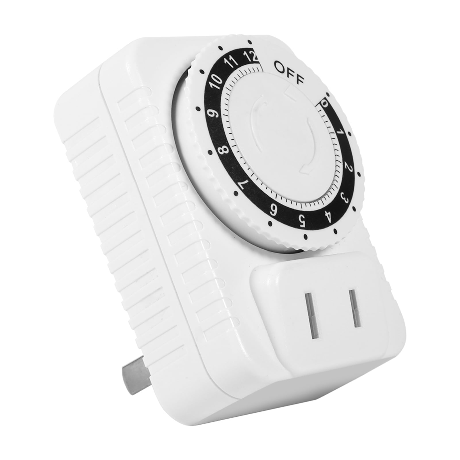 12-Hour Indoor Plug-in Mechanical Timer, 2 Grounded Outlets, 12 Minute ...