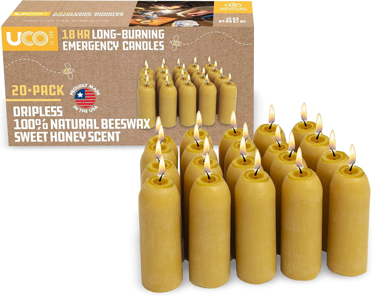 12-Hour Natural Beeswax Long-Burning Candles for Candle Lanterns and ...