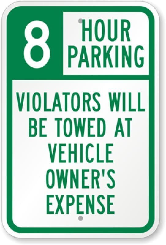 12 Hour Parking Weatherproof Metal Aluminum Sign SIZE: 12" x 16 ...