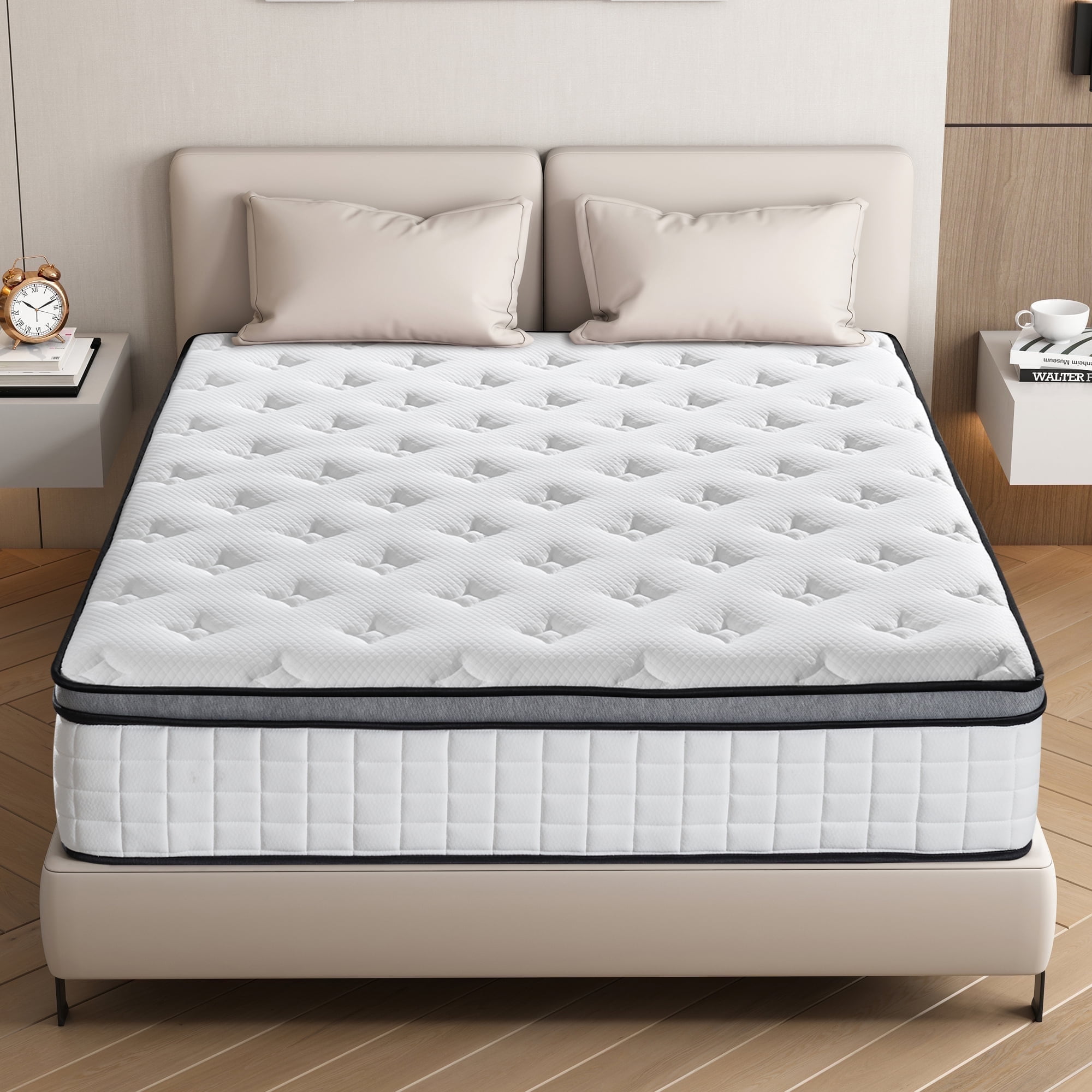 12" Queen Mattress, Euro Top Foam & Pocket Spring Hybrid Mattress in a ...