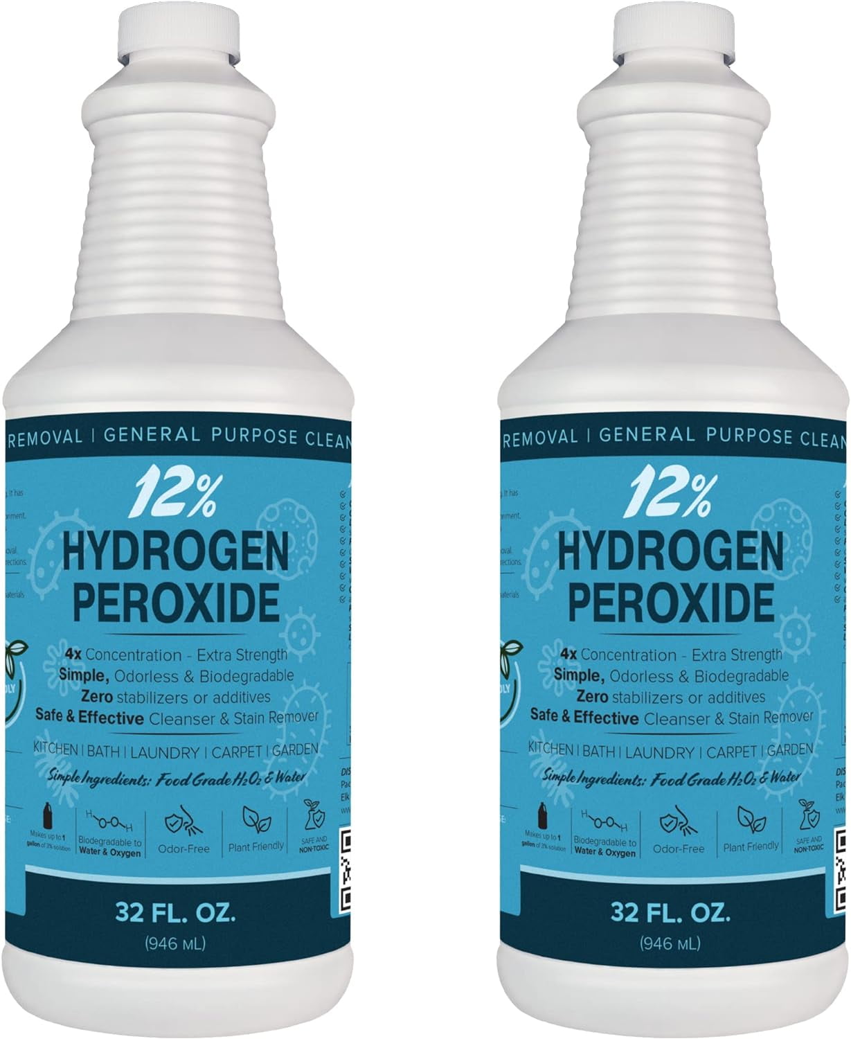 12% Hydrogen Peroxide Solution (2 Pack) Of 32 Fl Oz Bottles (Just Food ...