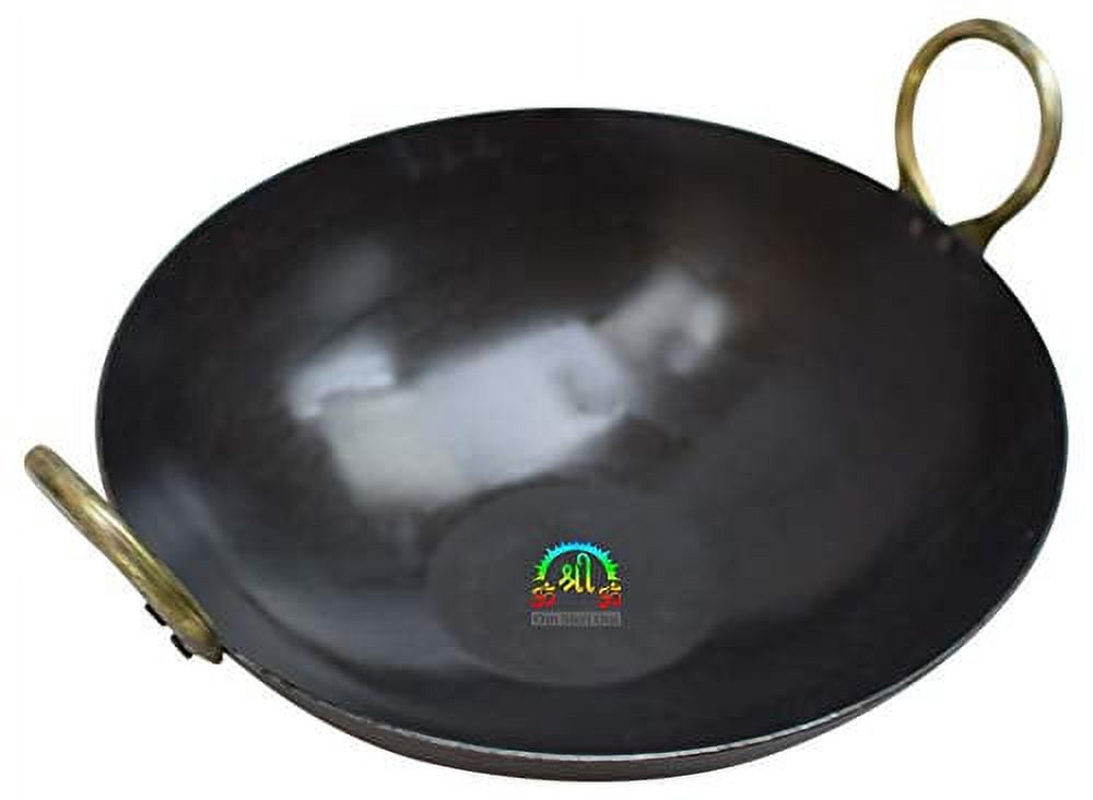 12 INCH INDIAN PURE IRON LOHA KADHAI DEEP FRYING PAN KADHAI FOR FRYING ...