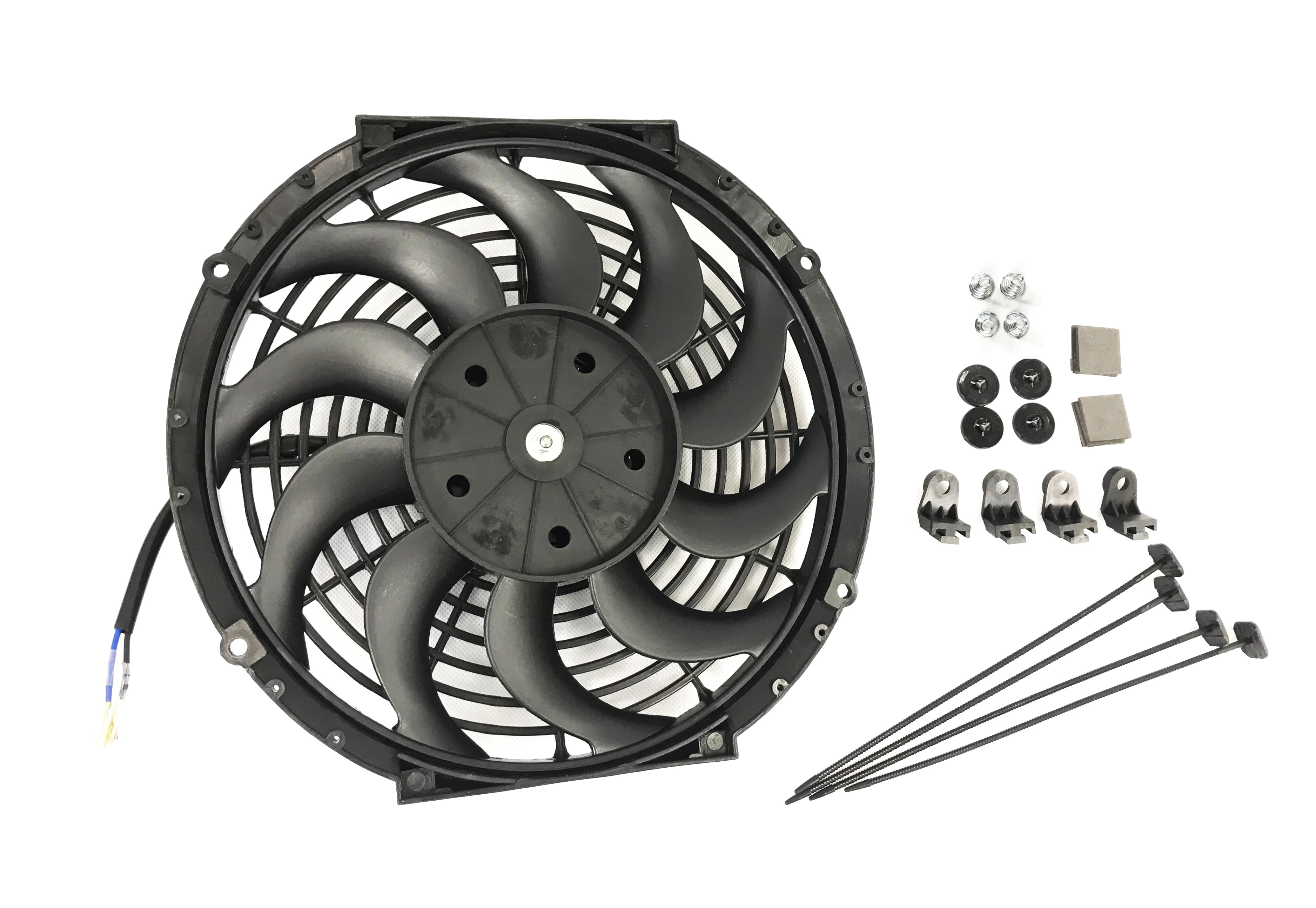 12" INCH S Blade SLIM ELECTRIC RADIATOR FAN PULLER HIGH POWER MOTOR ...