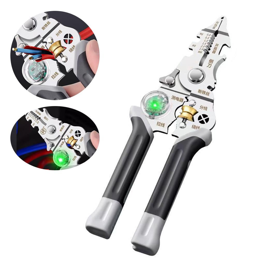 12-In-1 Folding Wire Stripping Pliers With Voltage Tester,Wire ...