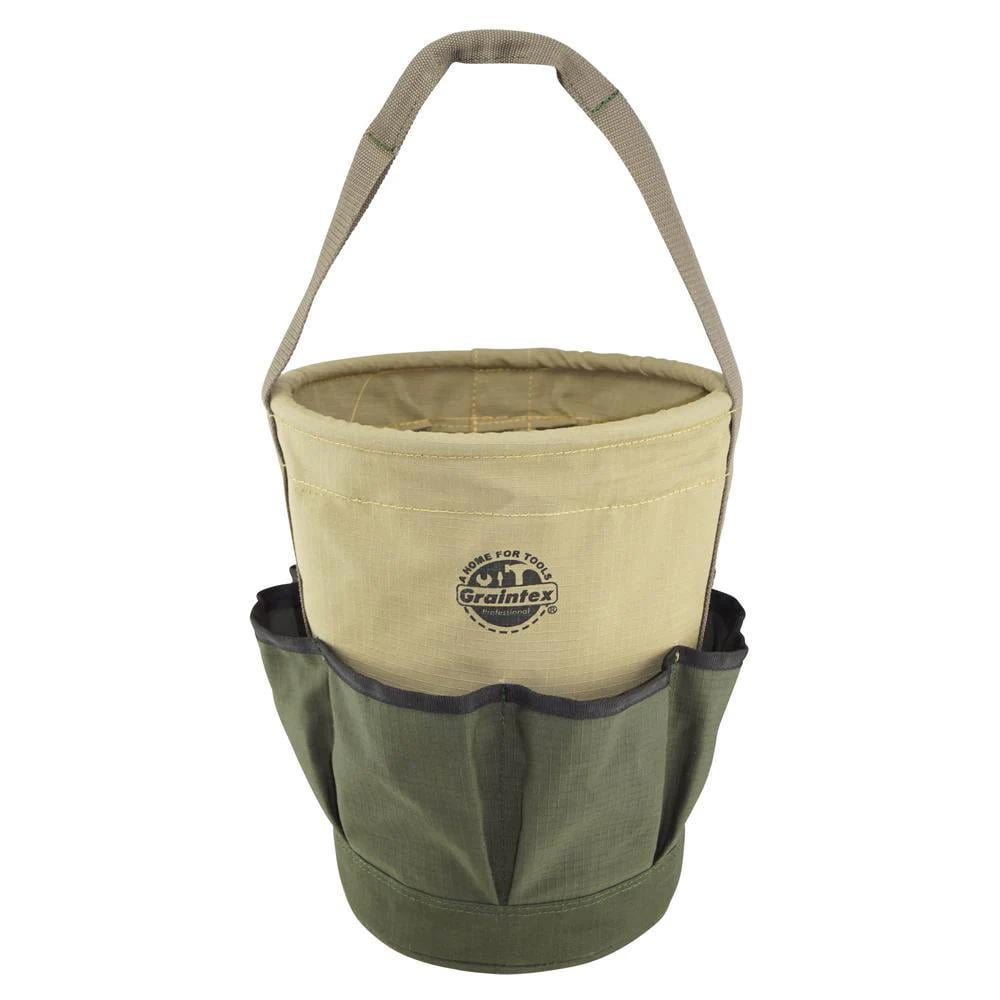 12 In. 6 Pocket Utility Tool Bucket In Khaki Green - Walmart.com