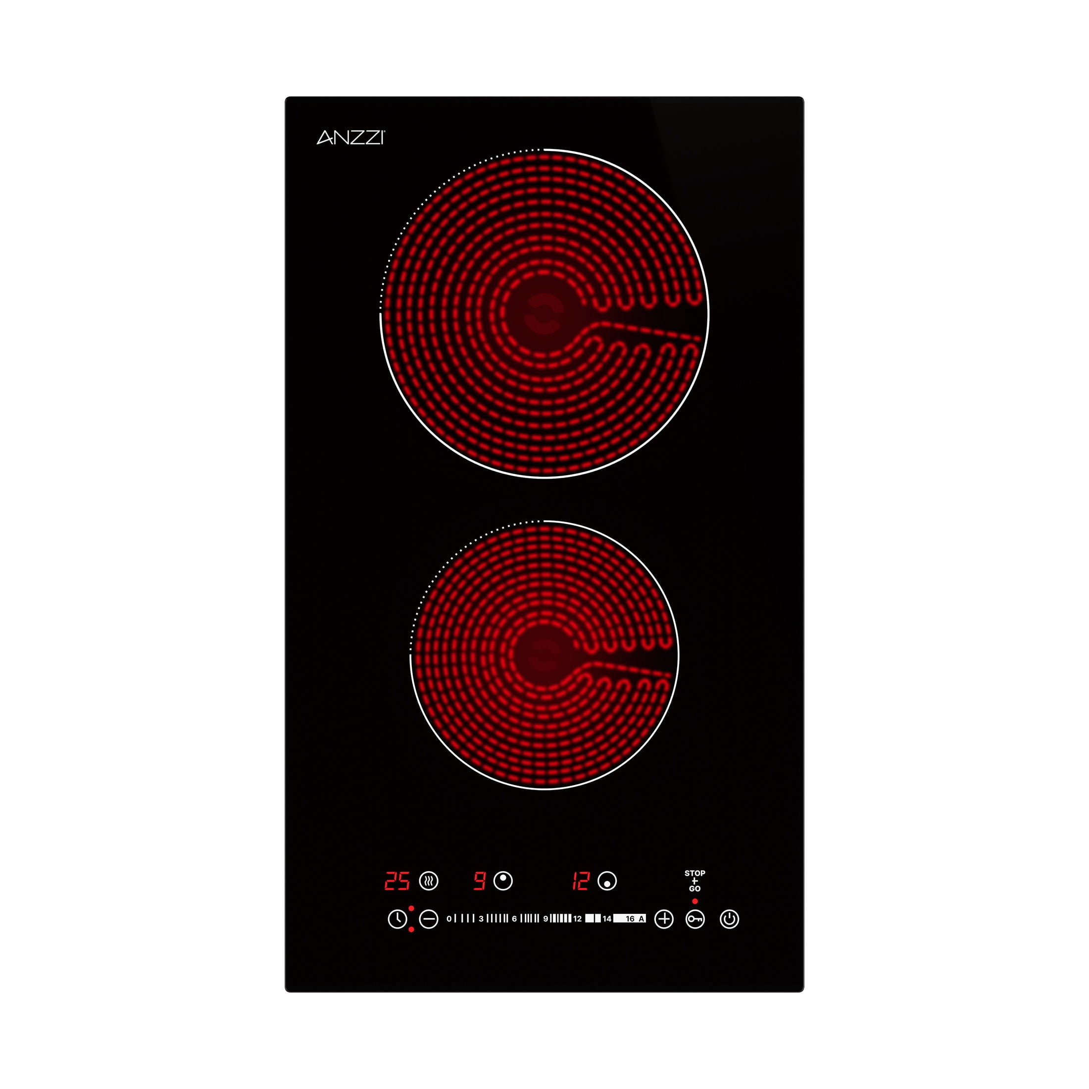 12-In. Electric Cooktop in Black Glass with Dual-Zone Control, Radiant ...