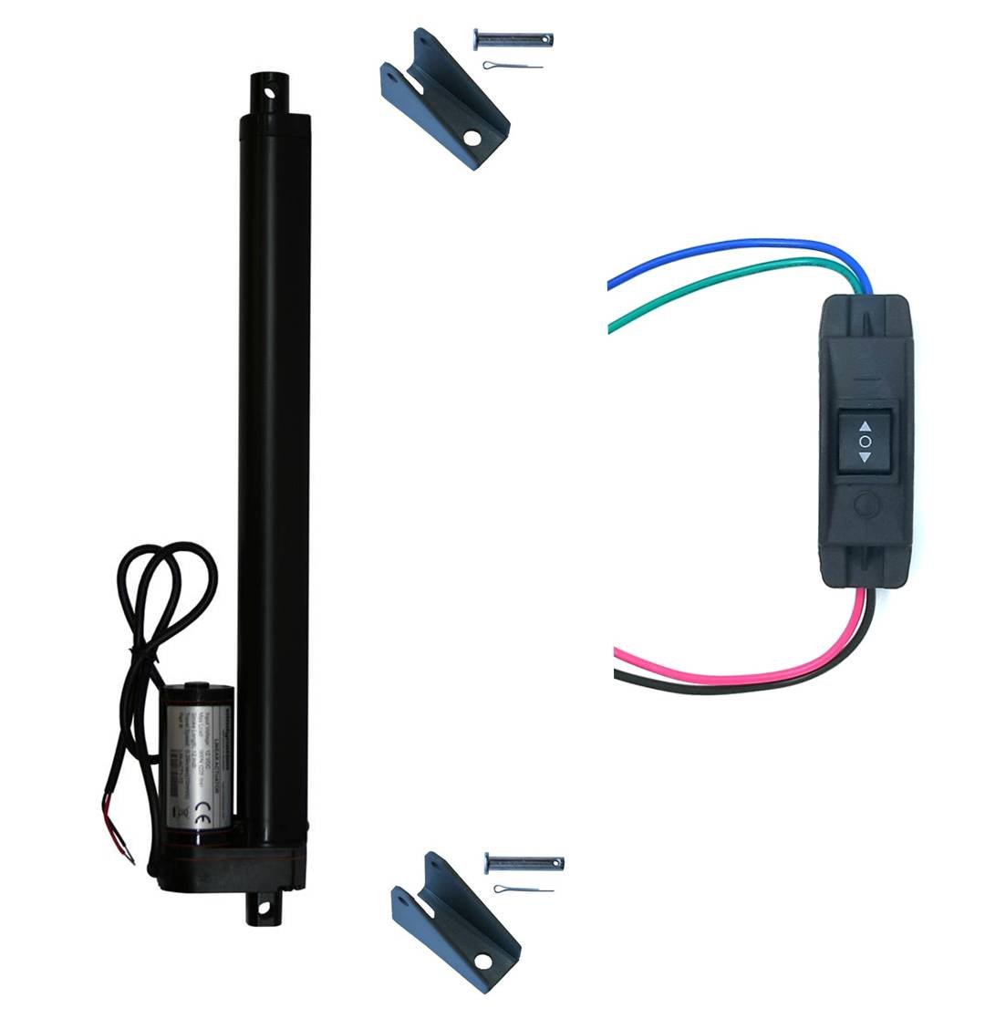 12 Inch 12" Stroke Linear Actuator 12 Volt 12V 225 Pounds lbs + Up Down ...