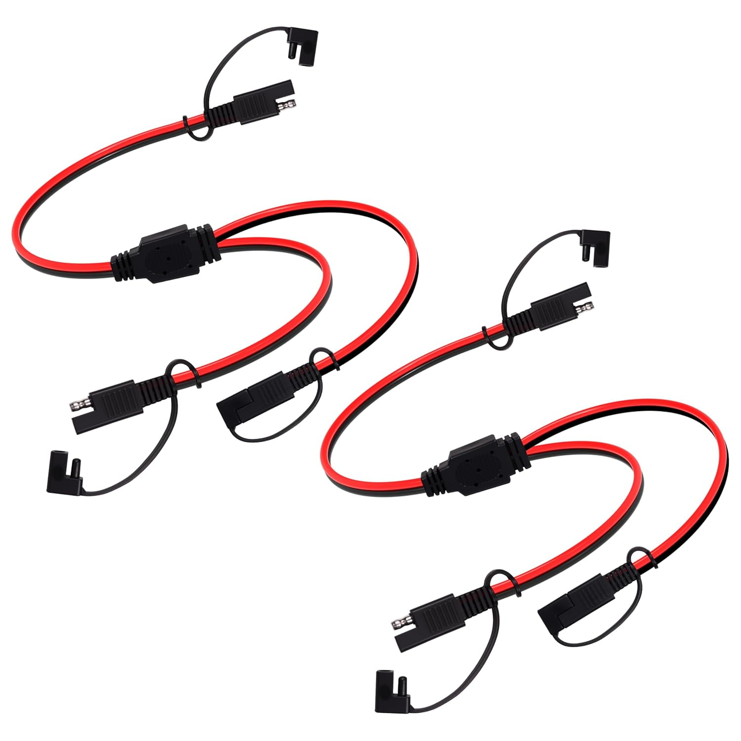 12 Inch 14AWG SAE Y Splitter 14 AWG 14 Gauge 1 to 2 SAE Extension Cable, 2 Prong DC Power ...