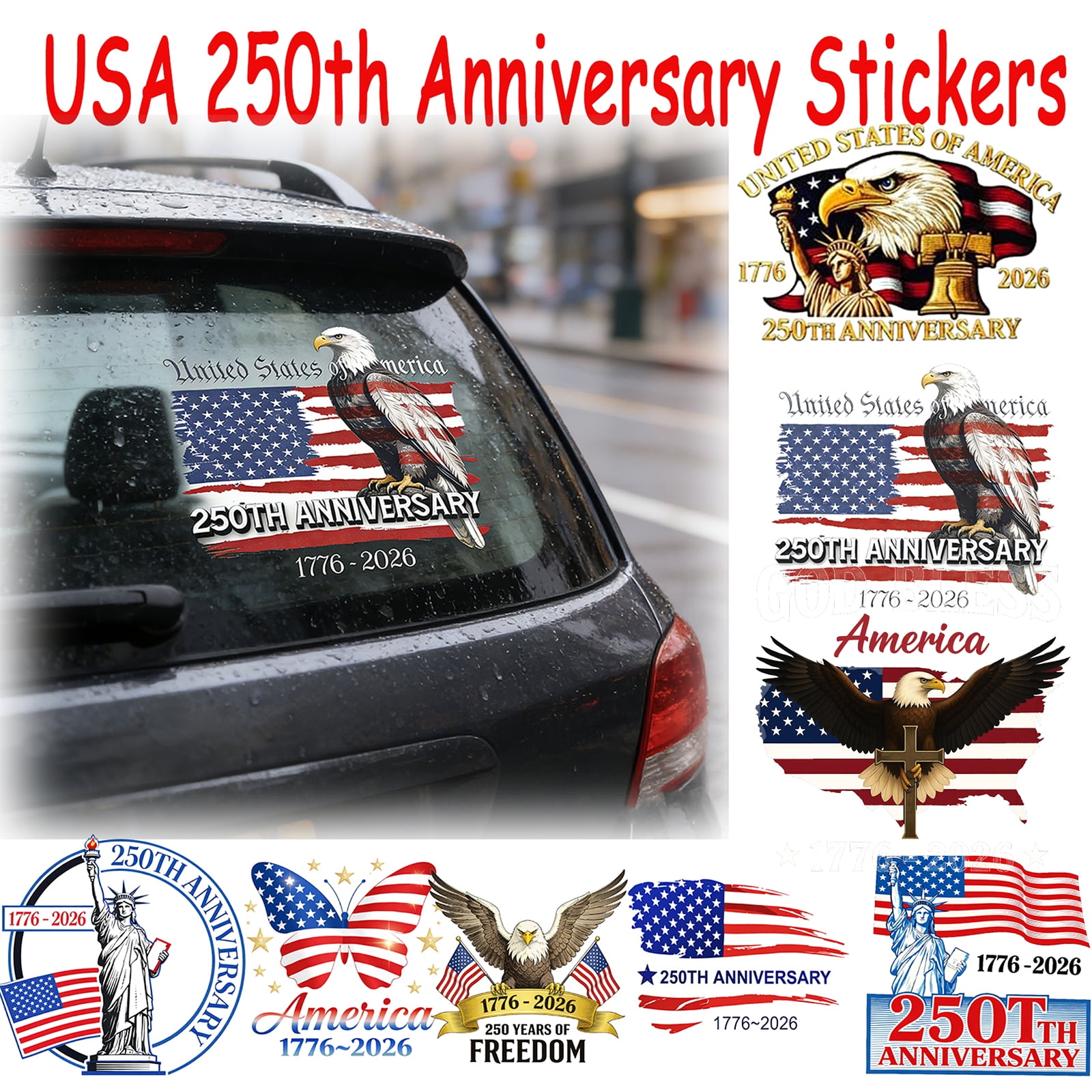 12 Inch 1776-2026 250th Anniversary of the Independence of USA Sticker ...