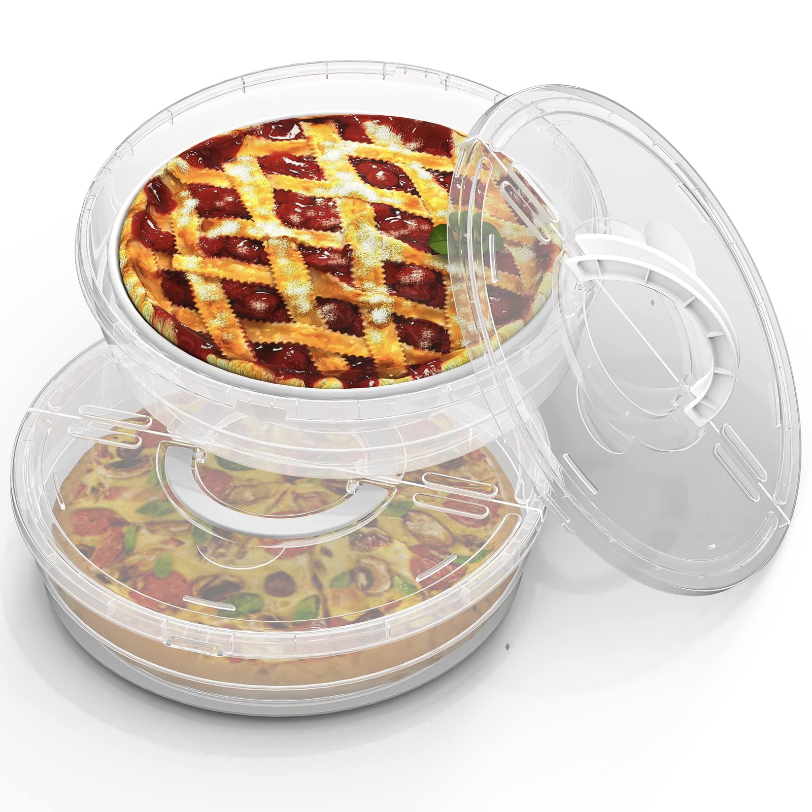 12 Inch 2 Compartment Pizza Storage Container with Lid and Handle ...