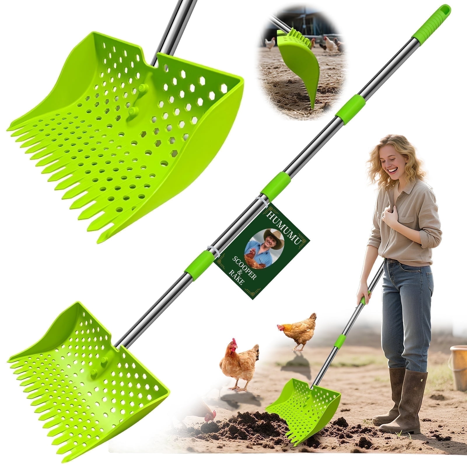 12-Inch 2-in-1 Chicken Poop Scooper & Rake – US Patent Pending ...