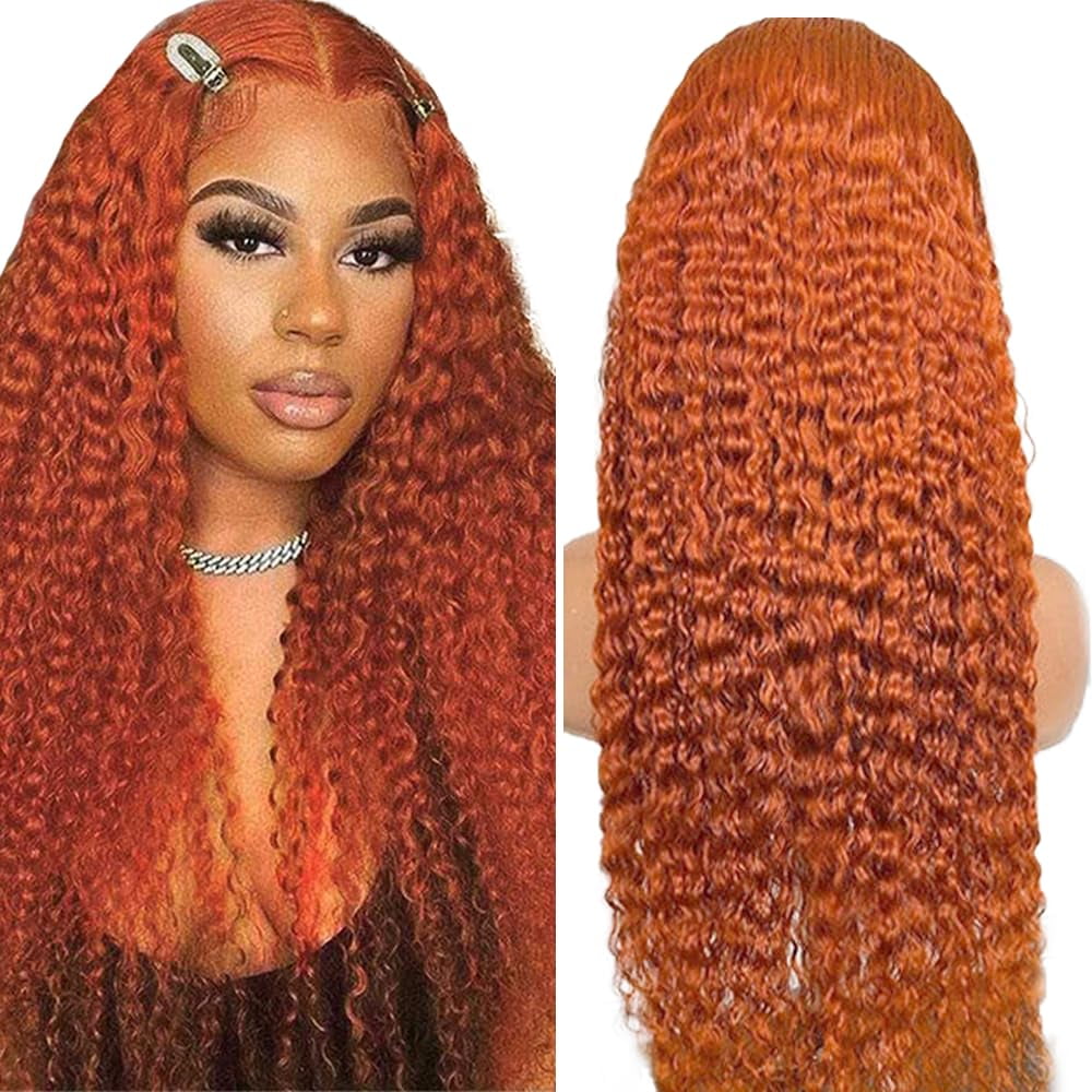 12 Inch #350 Ginger Orange Lace Front Wigs Human Hair 4X4 Transparent ...