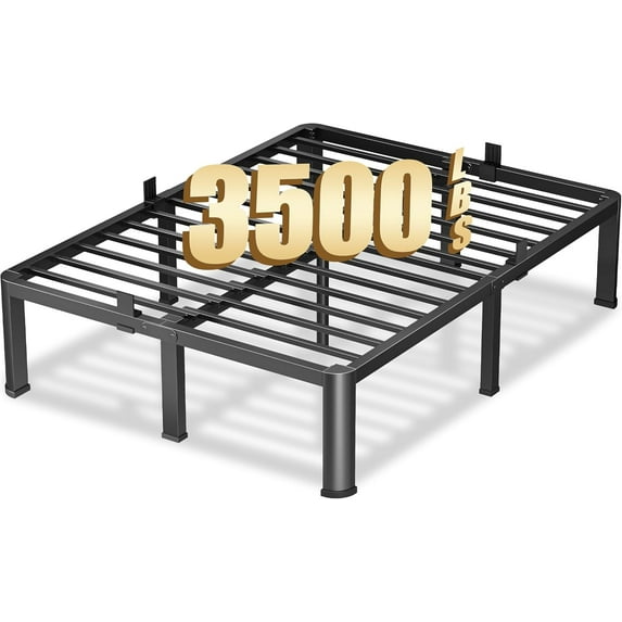 12 Inch 3500 lbs Bed Frame with Round-Corner & Anti-Squeak Design ...