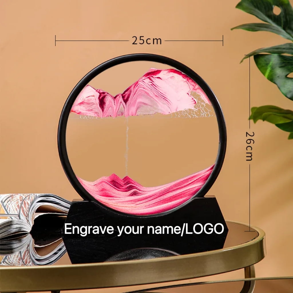 12 Inch 3D Moving Sand Art Picture Round Glass Ocean Sandscape ...